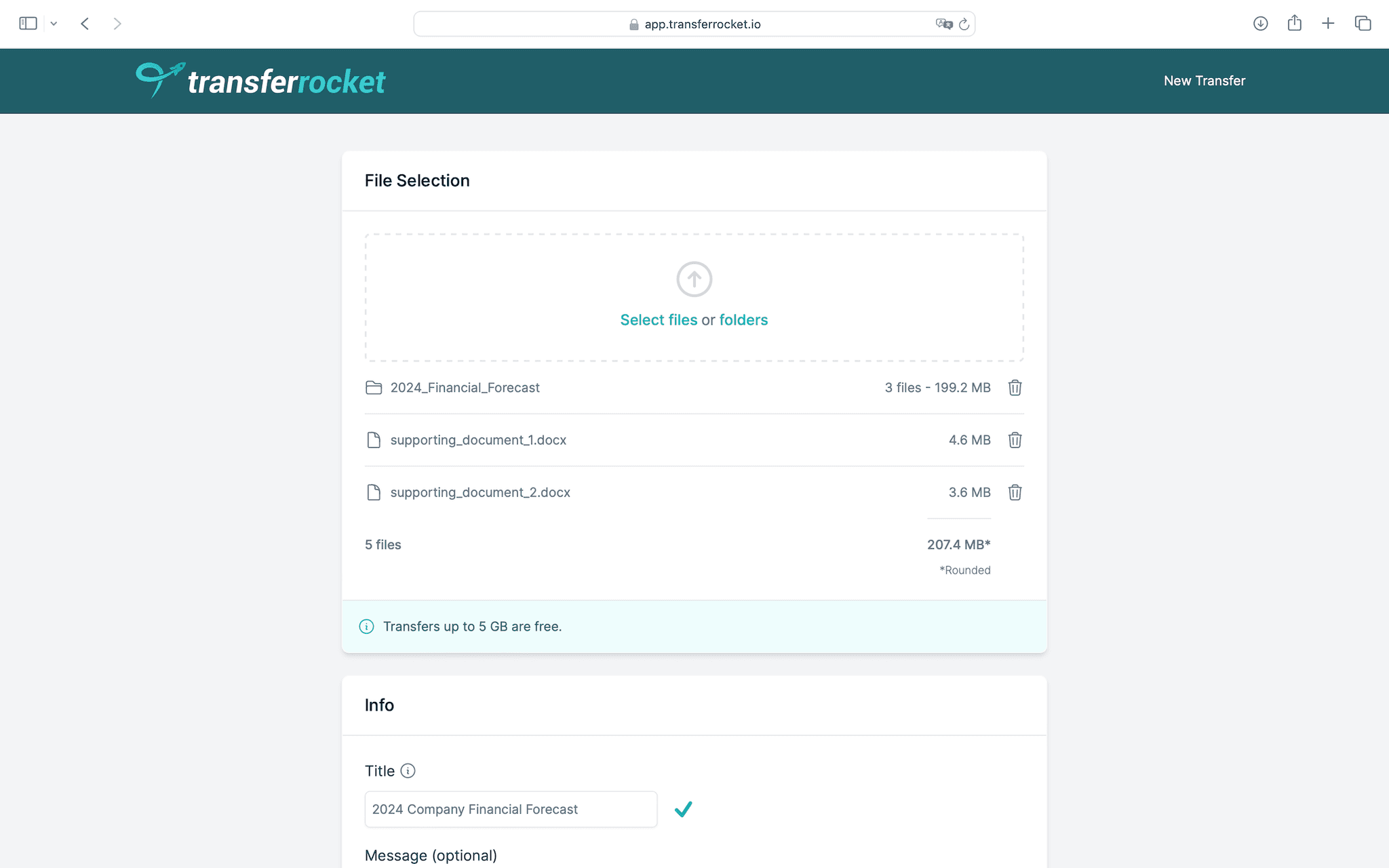 Transfer Files Securely with TransferRocket - 5 GB free